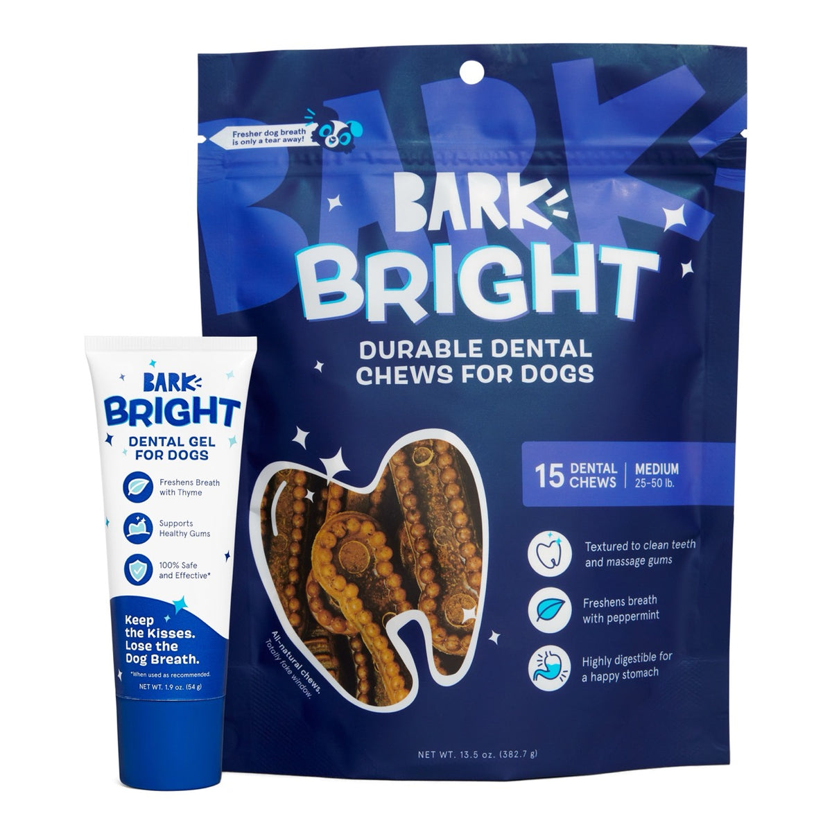 Bright Durable Dental Kit - Dog Toothpaste and Long Lasting Chews